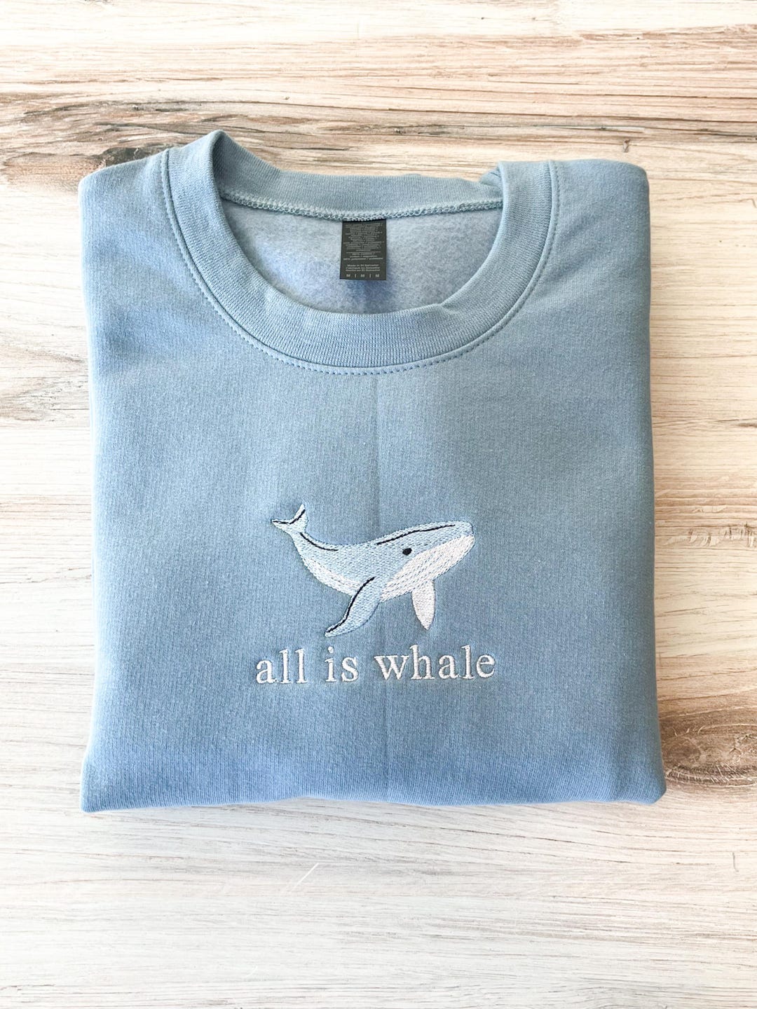 Embroidered All is Whale Sweatshirt, Embroidered Crewneck, Whale ...