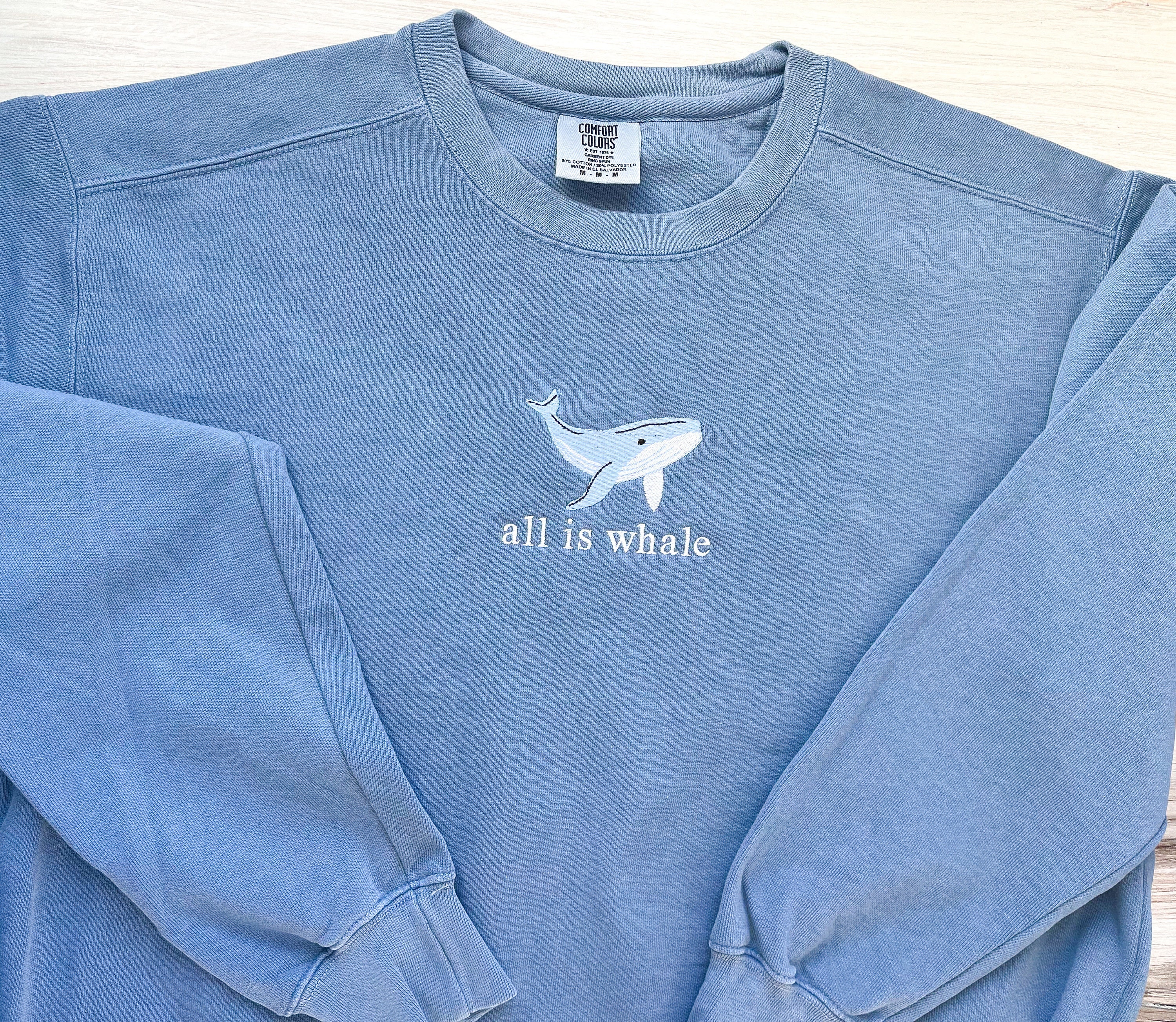 Embroidered Whale Comfort Colors Sweatshirt, Whale Crewneck, Ocean ...