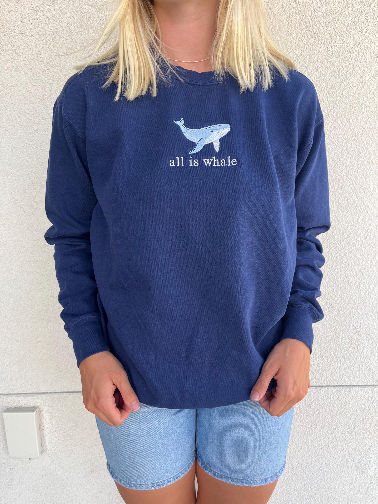 Embroidered Whale Comfort Colors Sweatshirt, Whale Crewneck, Ocean ...