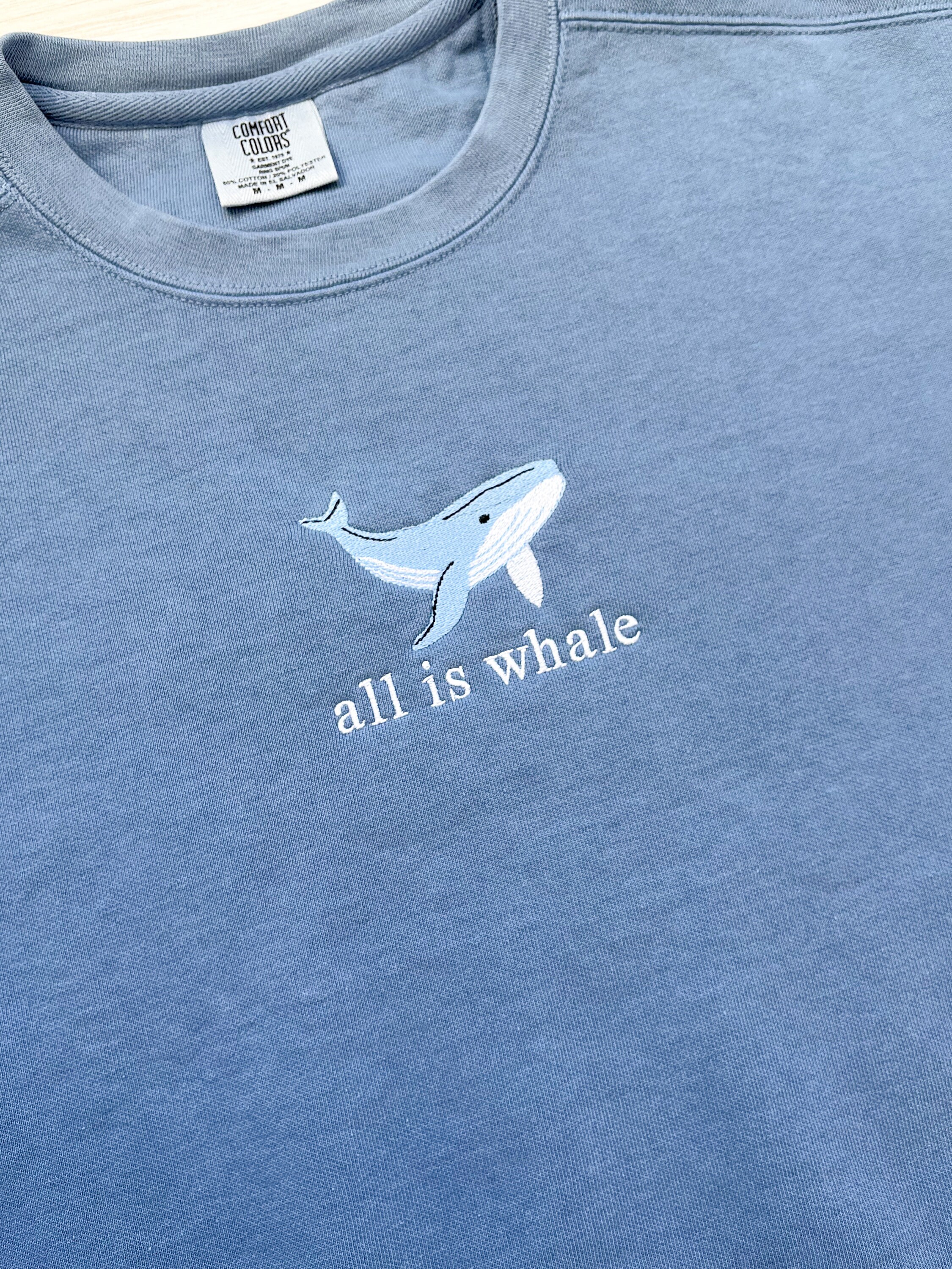 Embroidered Whale Comfort Colors Sweatshirt, Whale Crewneck, Ocean ...