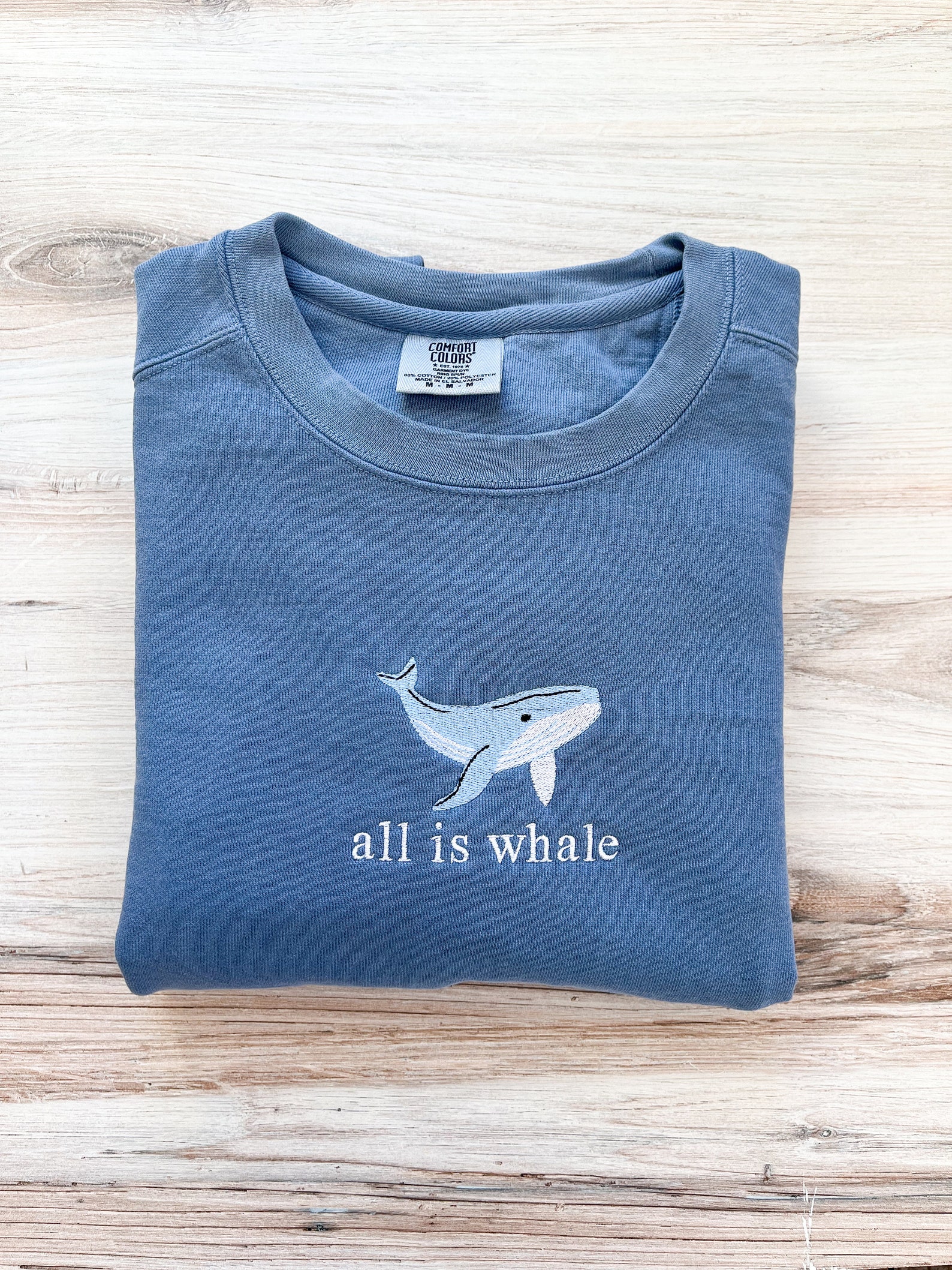 Embroidered Whale Comfort Colors Sweatshirt, Whale Crewneck, Ocean ...