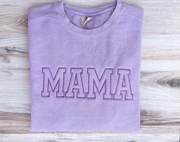 Mama Embroidered Comfort Colors Sweatshirt, Mom Crewneck, Mother’s Day ...