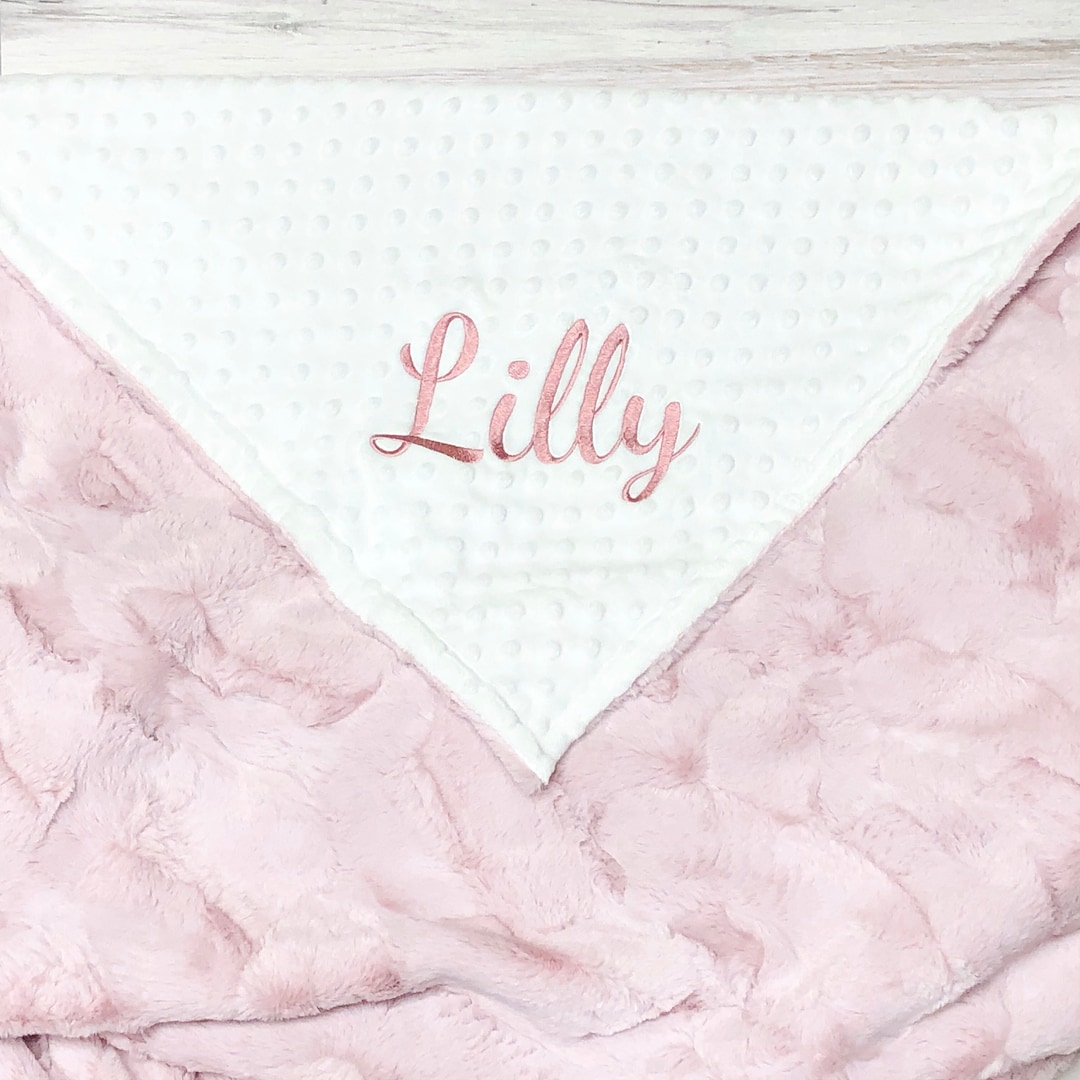 Personalized Baby Blanket, Baby Pink Baby Blanket, Newborn Baby Girl ...