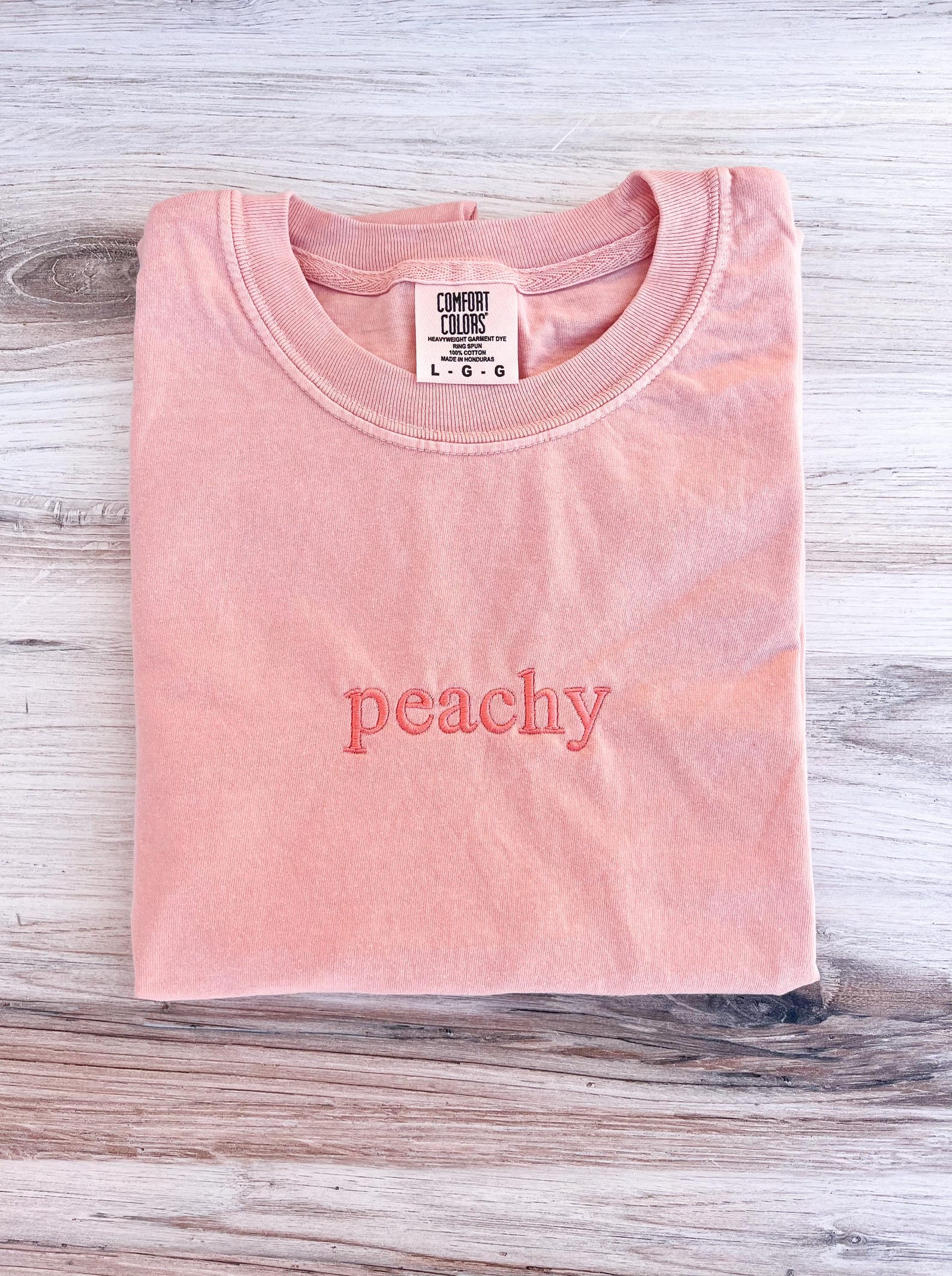 Peach Embroidered Comfort Colors Tee, Just Peachy Shirt, Fruit Shirt ...