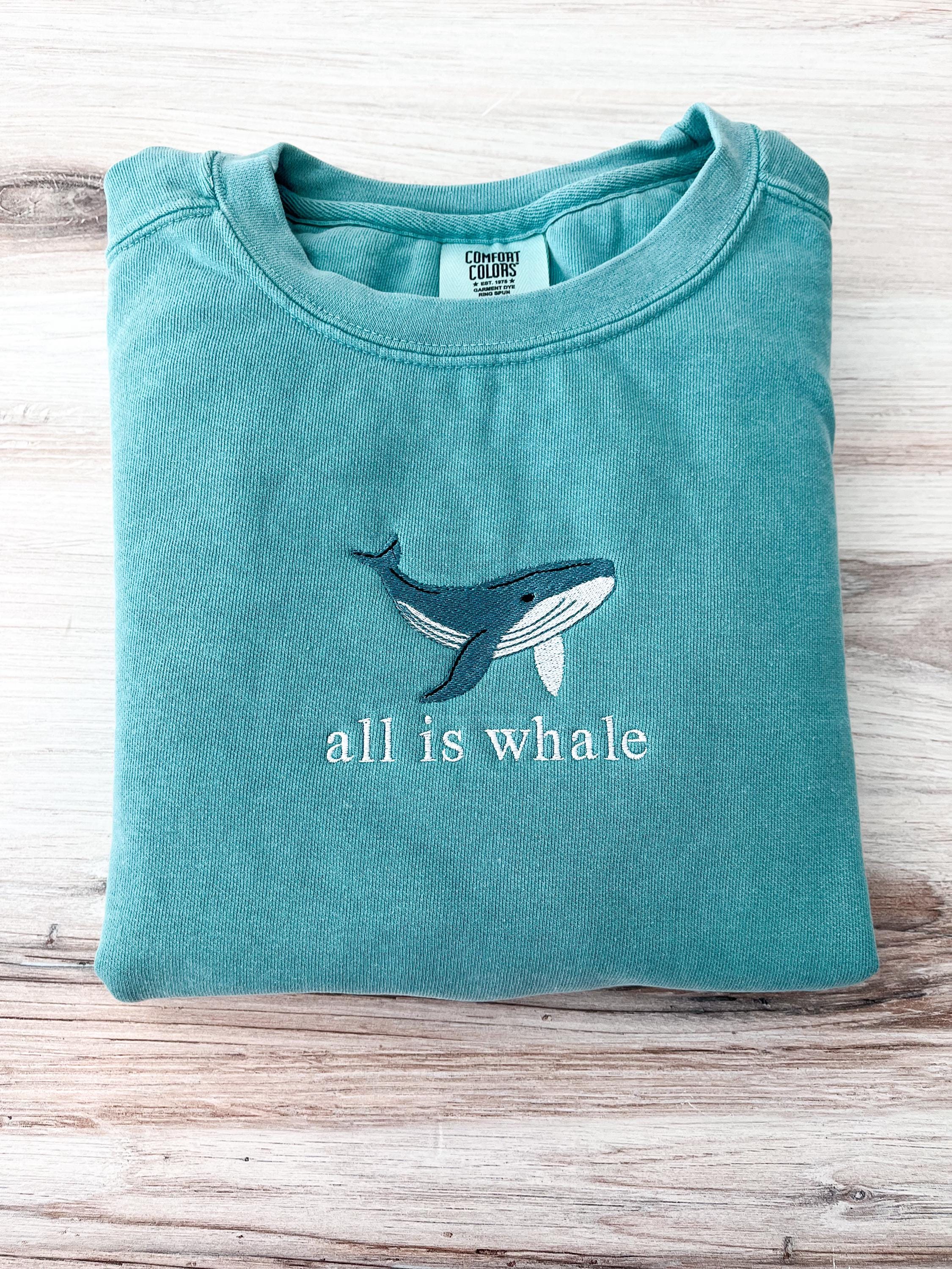 Embroidered Whale Comfort Colors Sweatshirt, Whale Crewneck, Ocean ...
