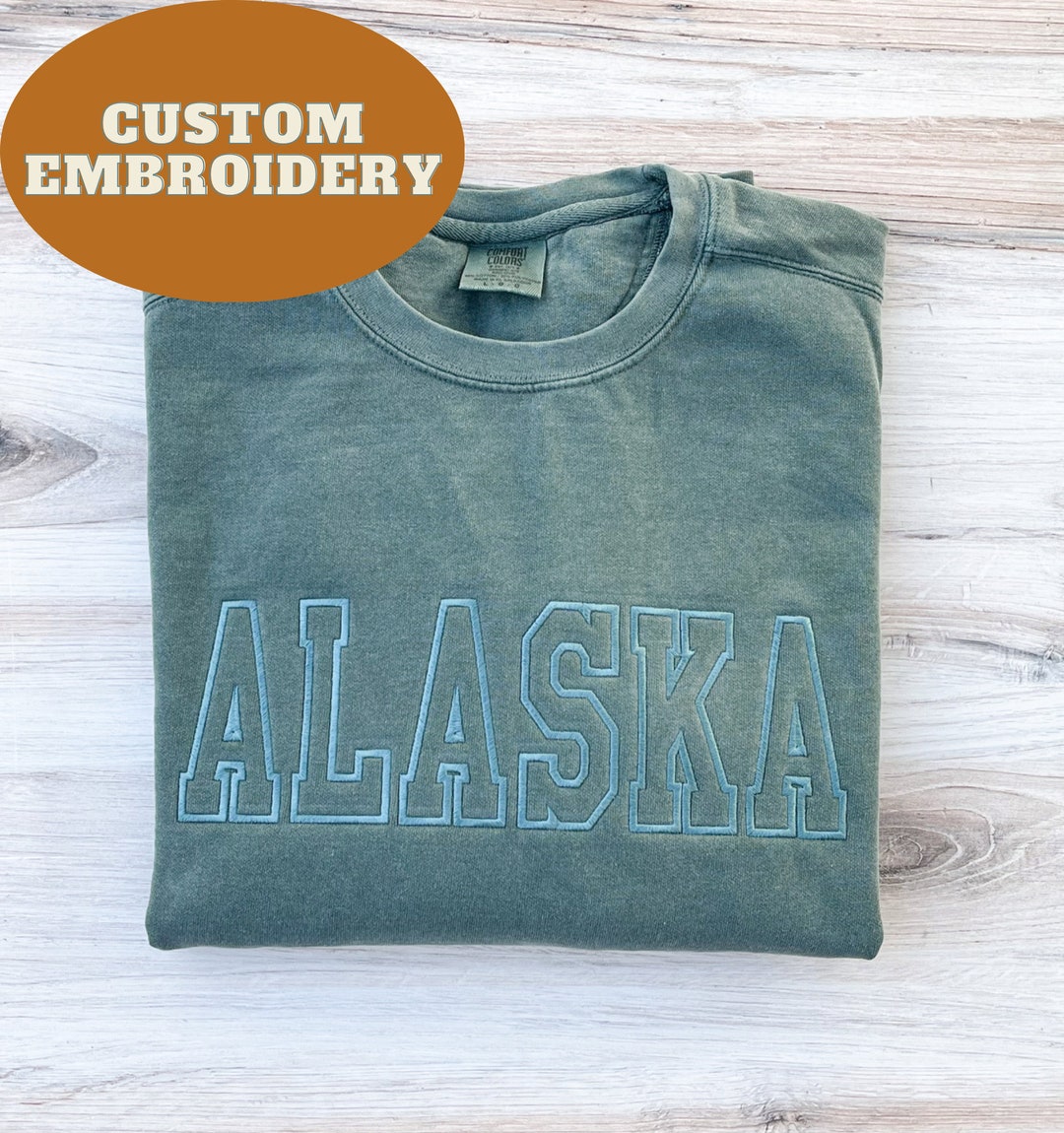 Custom Embroidered Comfort Colors Sweatshirt, Varsity Crewneck ...