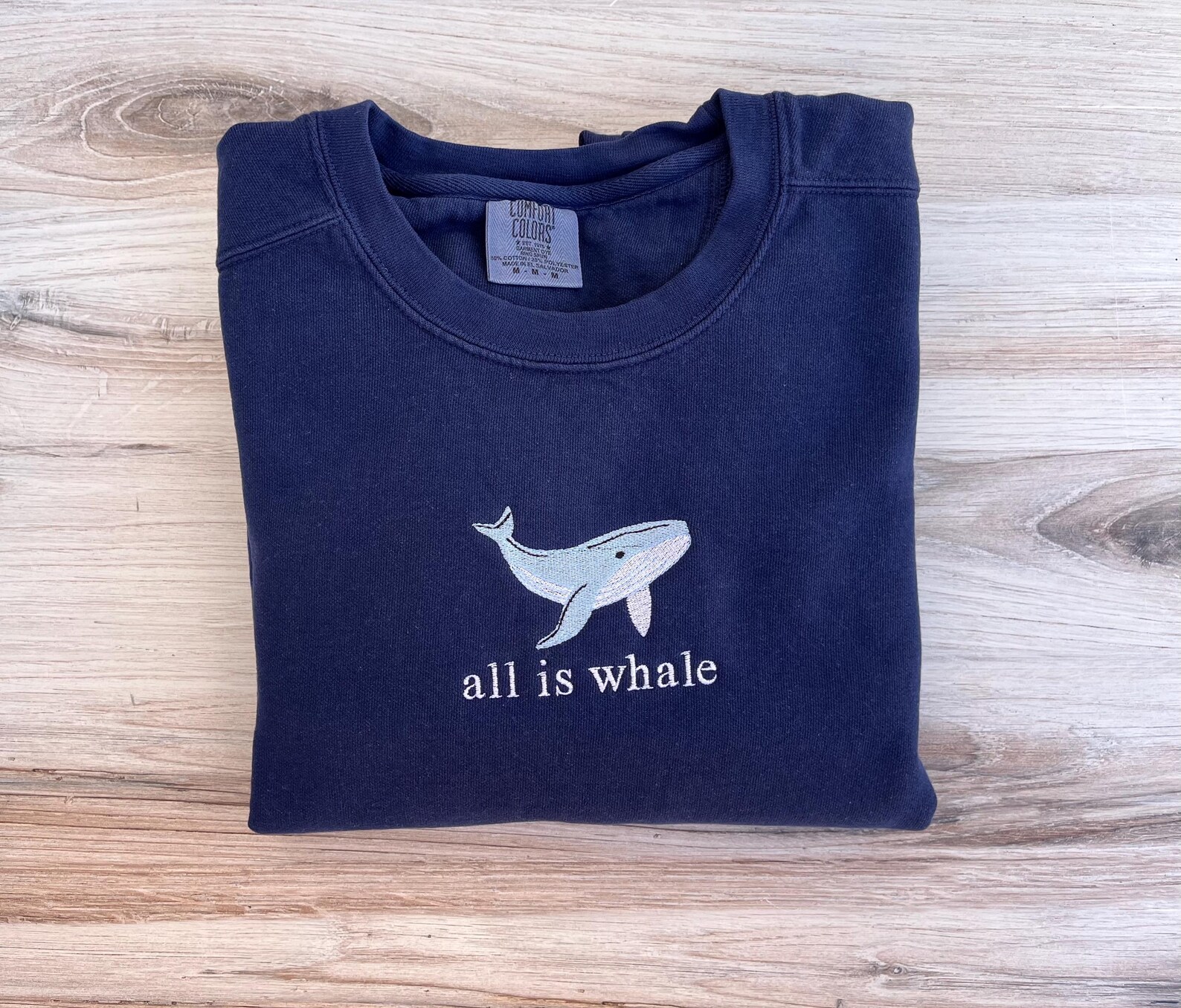 Embroidered Whale Comfort Colors Sweatshirt, Whale Crewneck, Ocean ...