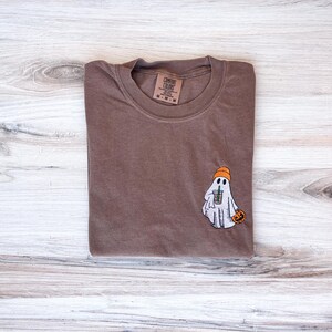 Ghost Embroidered Tee, Comfort Colors Tee, Halloween Tee, Ghost Book ...