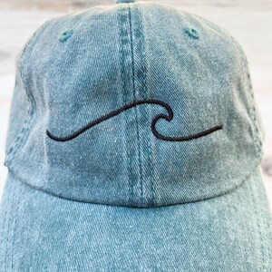 Wave Embroidered Hat, Surf Hat, Beach, Adjustable Strap Back, Adult ...
