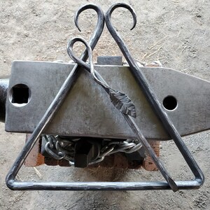 Hand-forged Dinner Triangle With Leaf Striker wall Hook Available - Etsy