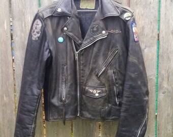Punk leather jacket | Etsy