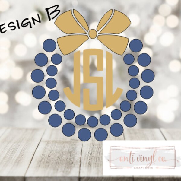 Bow Circle Monogram - Etsy