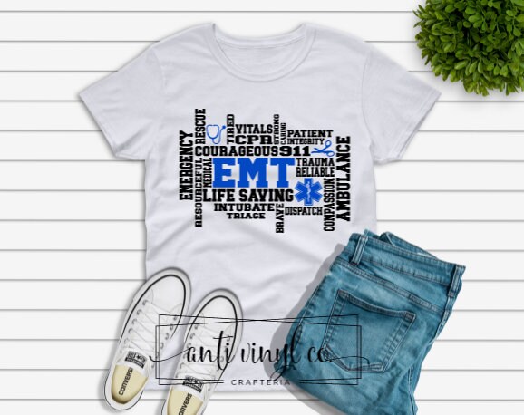EMT Shirt Essential Worker Word Art Emergency Tech - Etsy