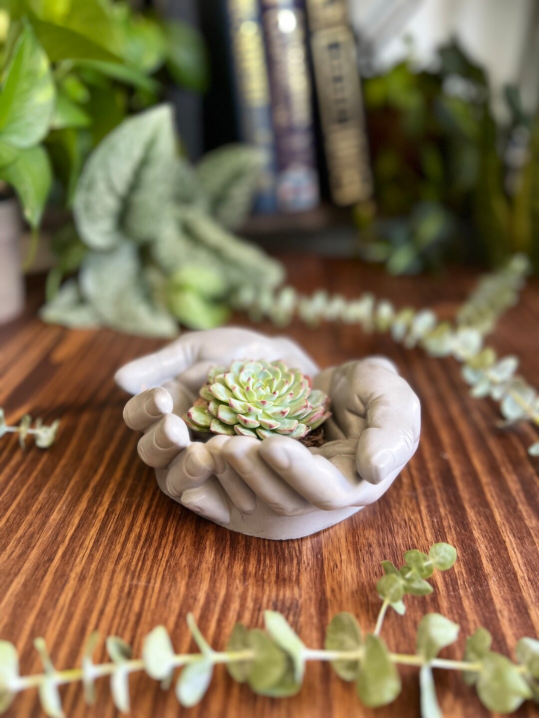 Cupped Hands Planter Houseplant Cement Planter Pot Catch All Jewelry ...