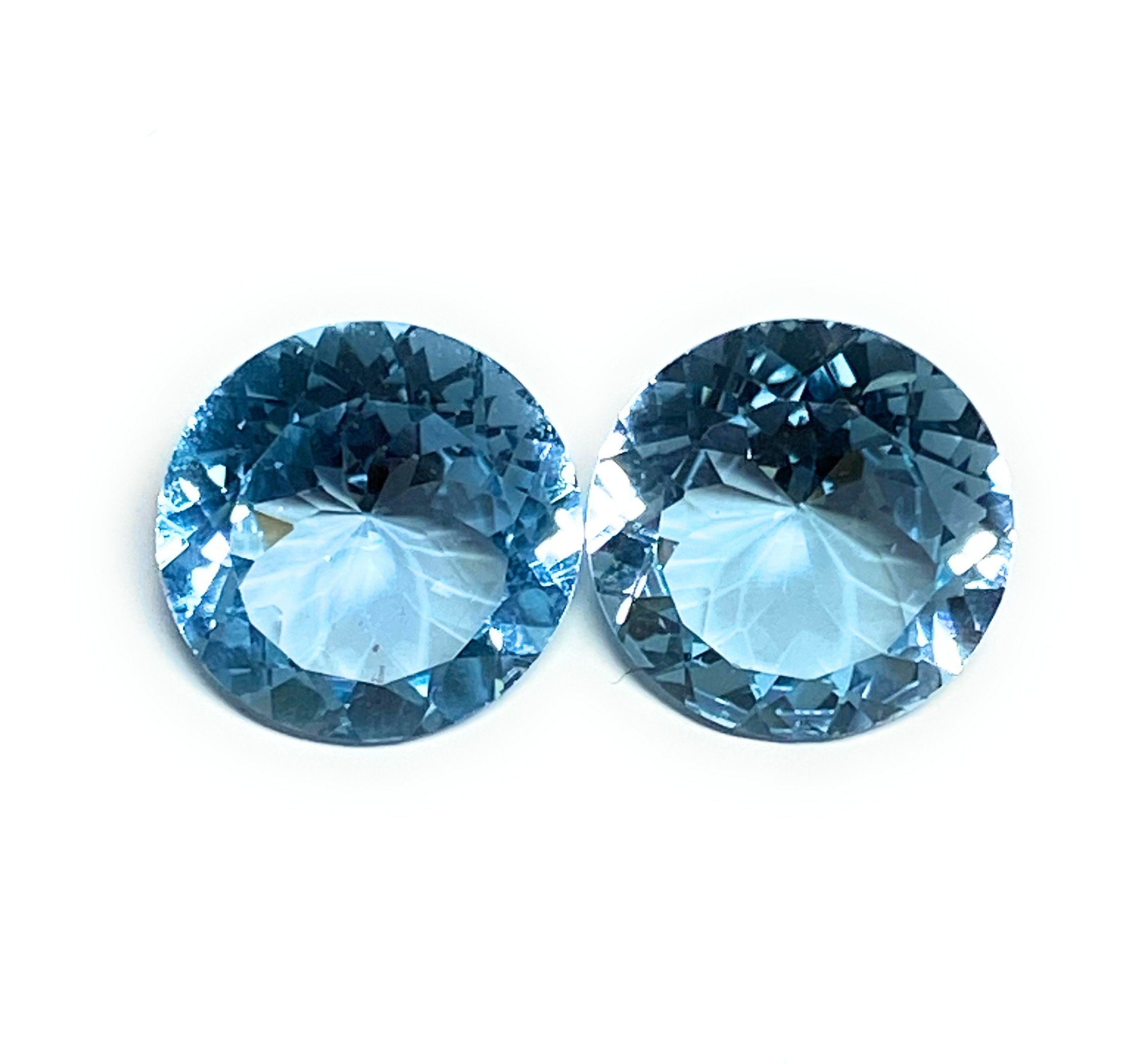 Piedra preciosa de corte redondo de topacio azul natural - Etsy España