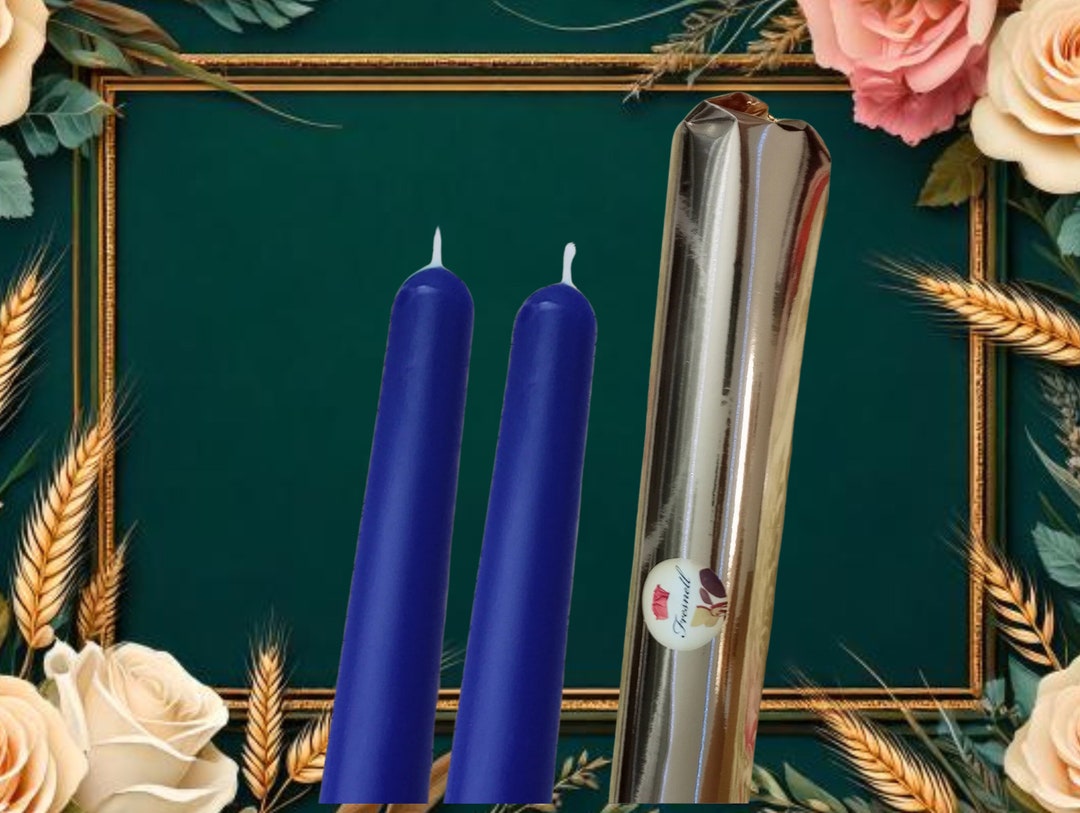 Deep Blue Beeswax Taper Candles: USA Dinner Candles, Set of 2 - Etsy