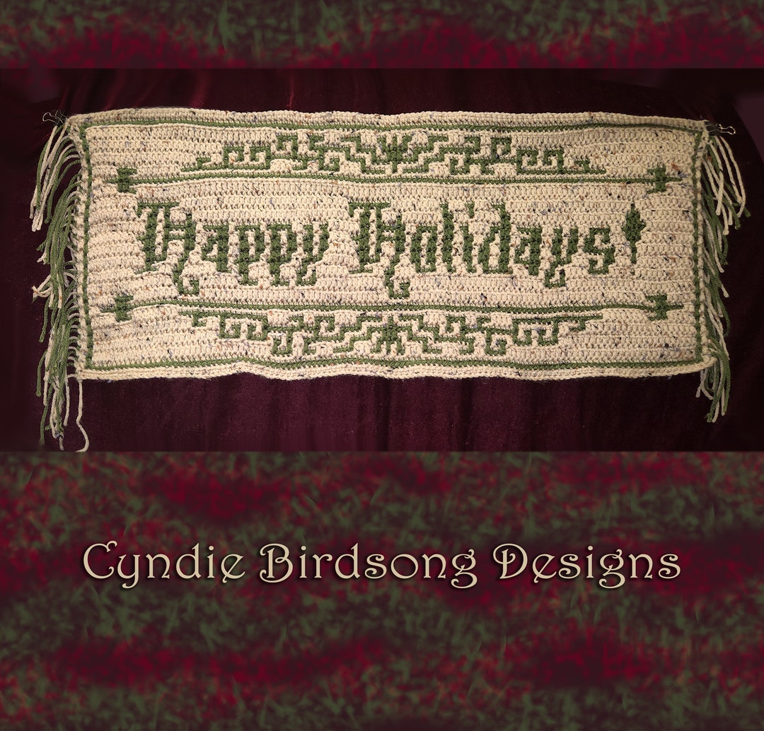 PDF PATTERN - Old Timey "happy Holidays" Banner - Mosaic Crochet ...