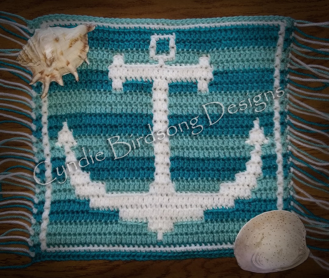 PDF PATTERN - "awesome Ocean - Anchors Away" Mosaic Crochet Square - Etsy