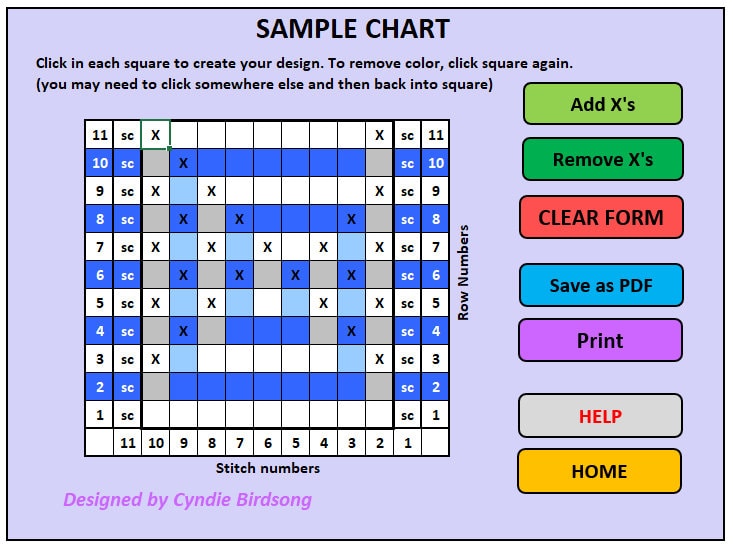 Overlay Mosaic Crochet Chart Creator Template for Excel - Automatically ...