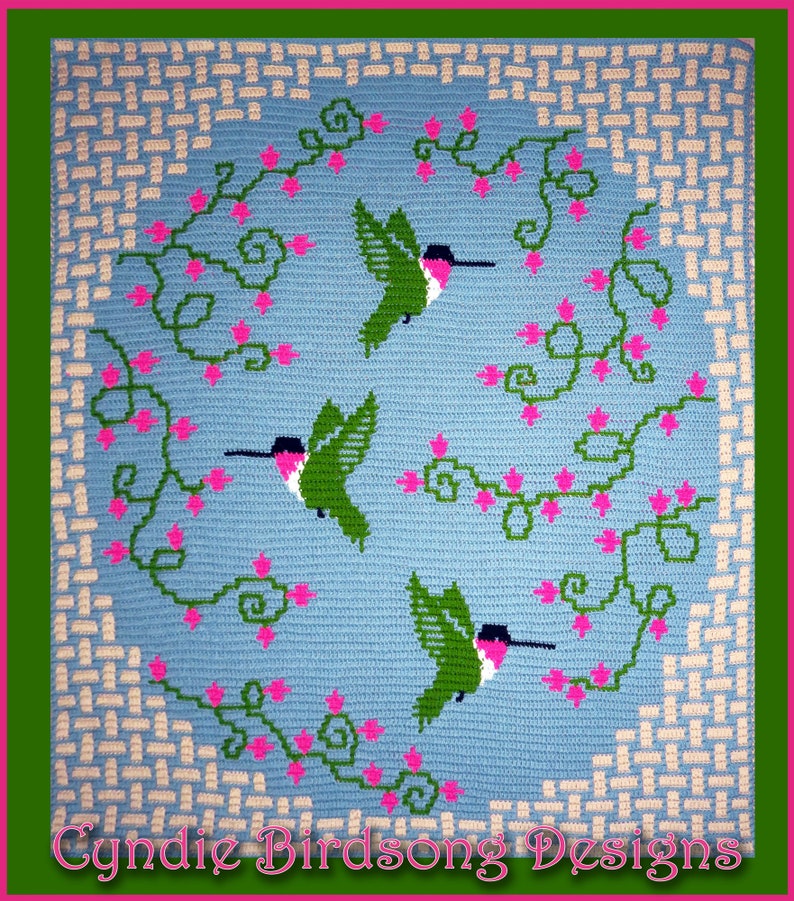 PDF PATTERN - Happy Hummingbirds Overlay Mosaic Blanket, a Fun Spring ...