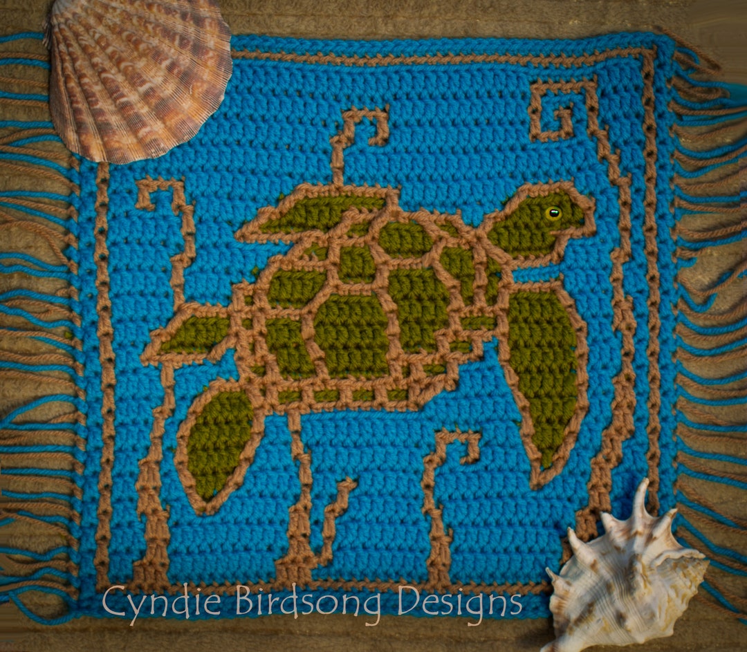 PDF PATTERN - "awesome Ocean - Sea Turtle" Mosaic Crochet Square - Etsy