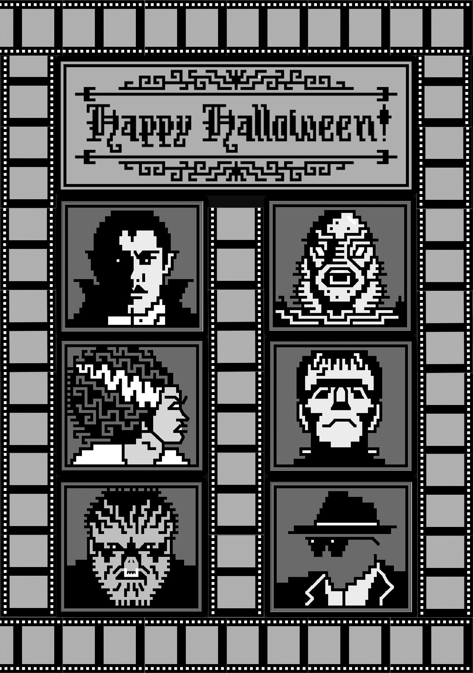PDF PATTERN - "halloween - Classic Horror Films Blanket" Mosaic Crochet ...