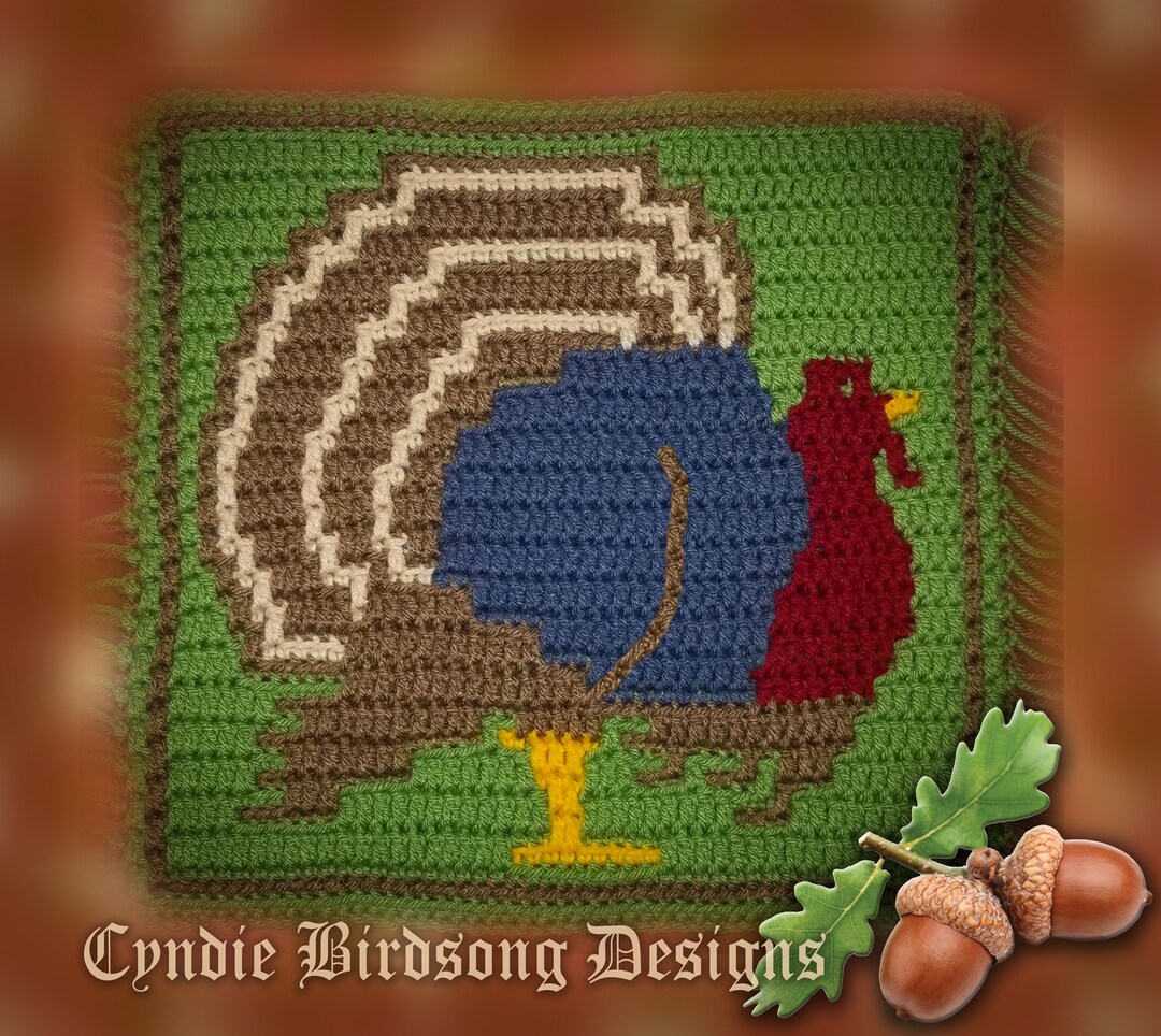 PDF PATTERN - "holiday Turkey" Overlay Mosaic Crochet Square ...