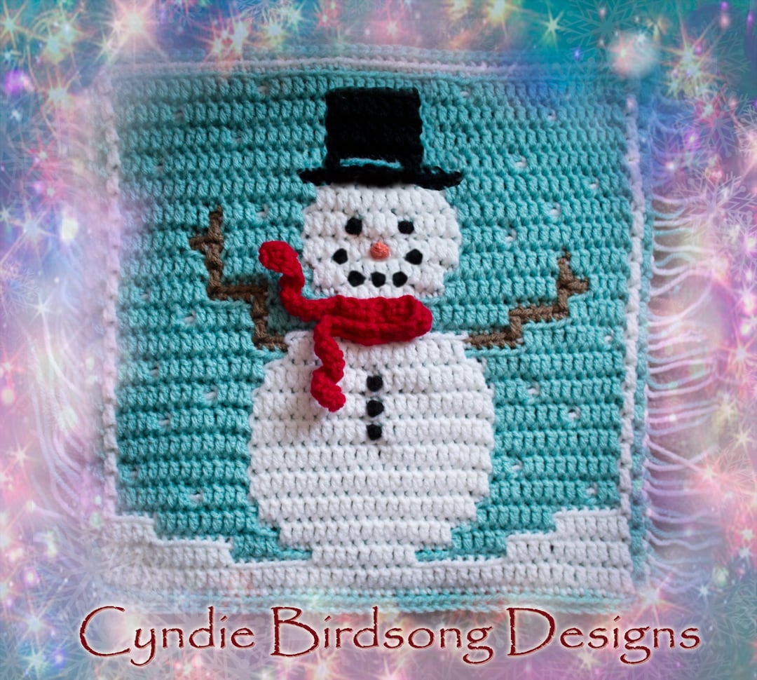 PDF PATTERN - Christmas Snowman Mosaic Crochet Square, Holidays, Winter ...