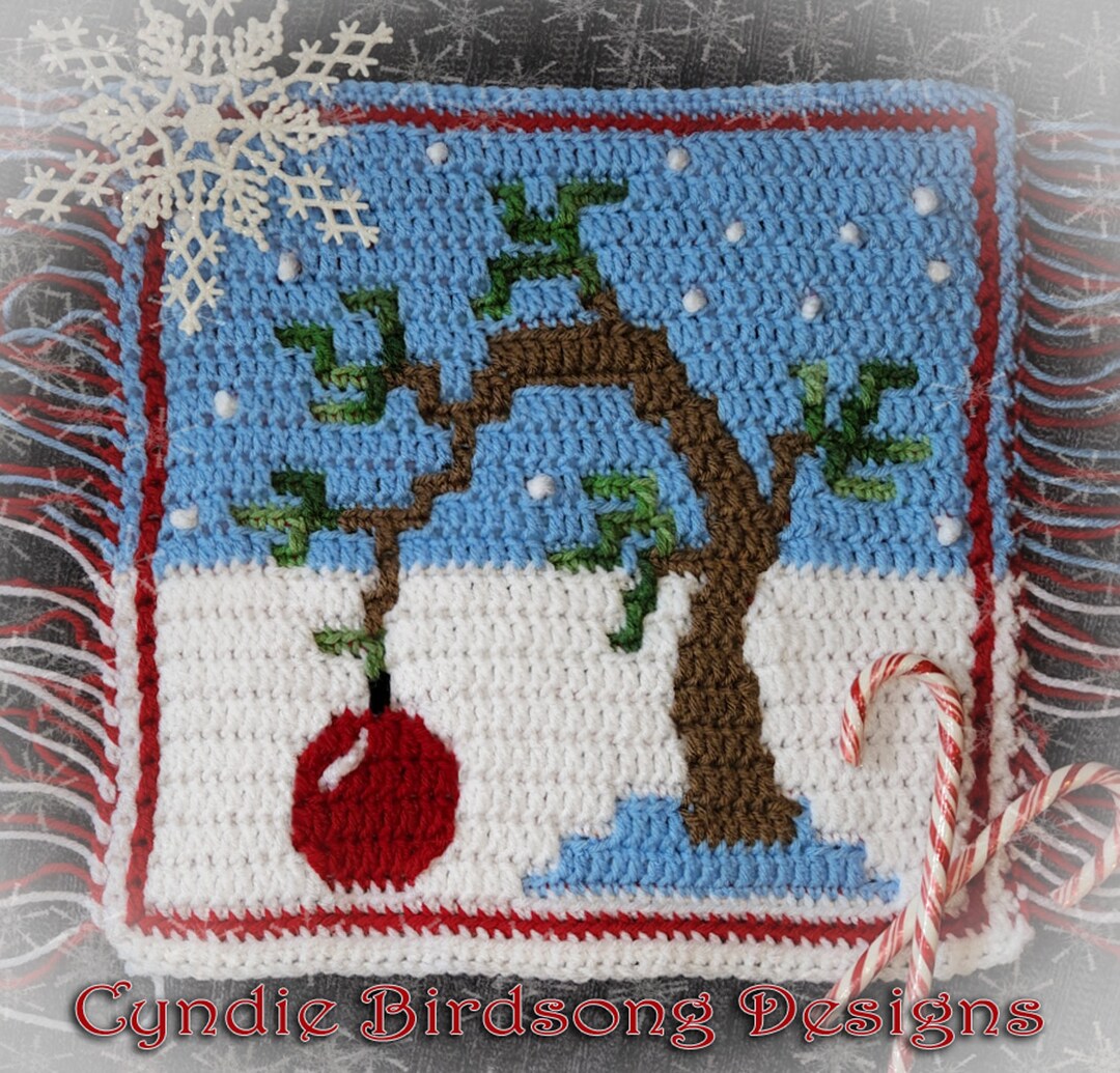PDF PATTERN - Sad Little Christmas Tree Mosaic Crochet Square, From ...