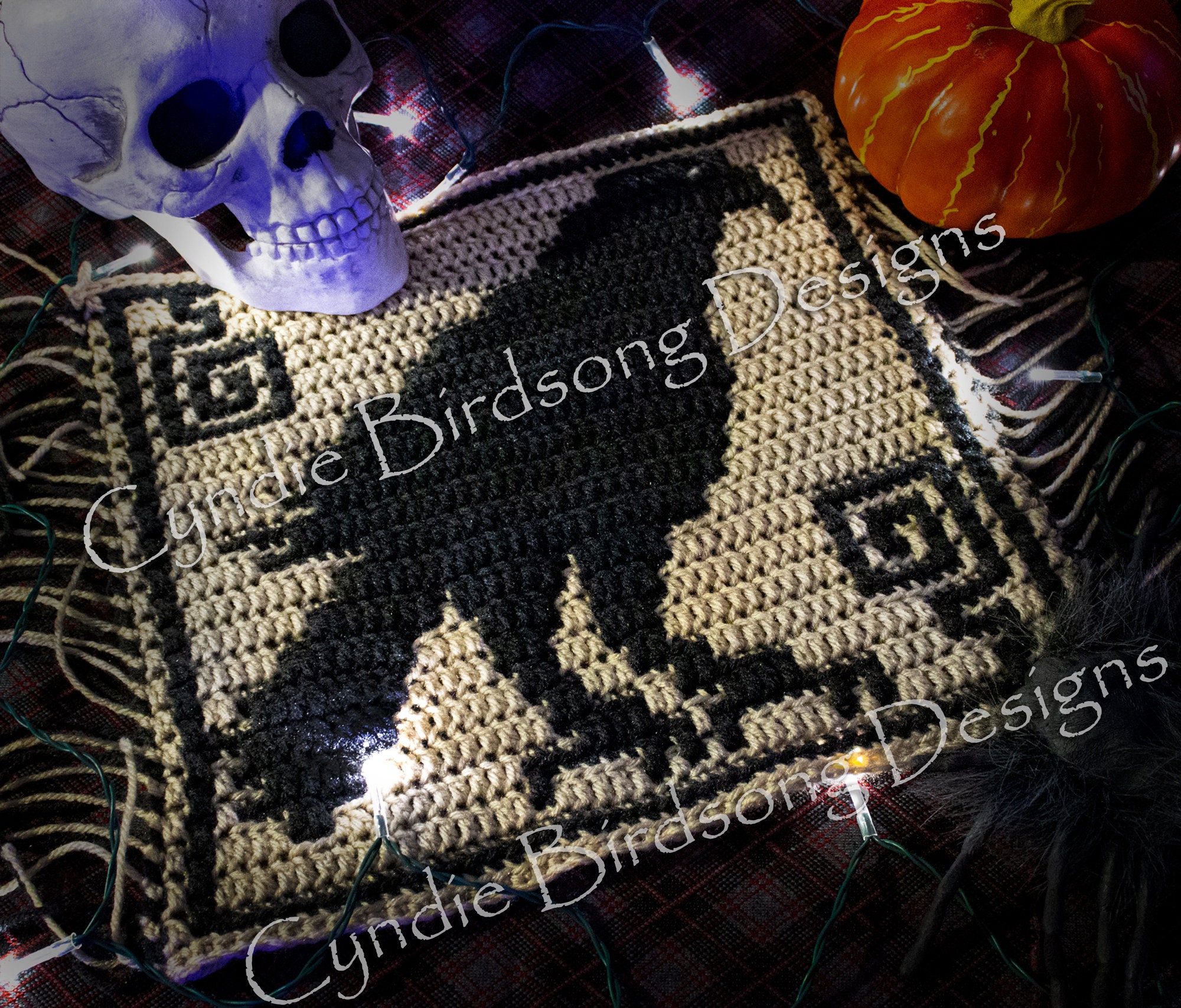 PDF PATTERN - "halloween - Edgar Allan Crow" Mosaic Crochet Square for ...