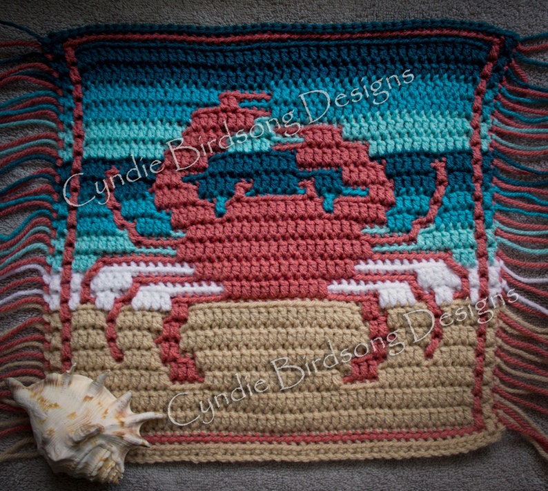 PDF PATTERN - "awesome Ocean - Crawling Crab" Mosaic Crochet Square - Etsy