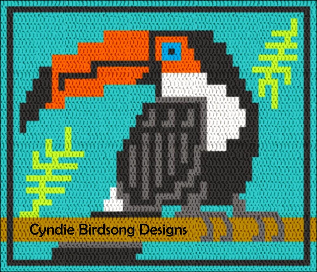 PDF PATTERN - Tropical Toucan Mosaic Crochet Square - for Use in ...