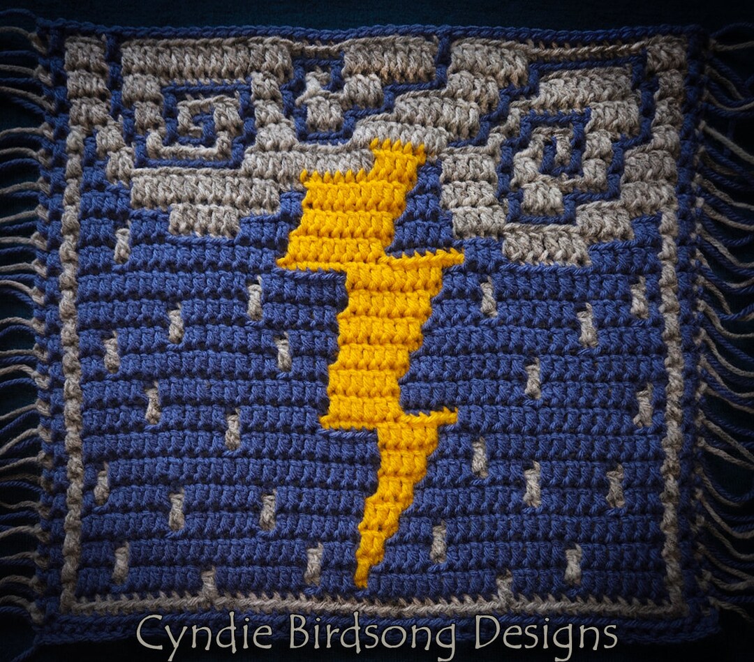 PDF PATTERN - Lightning Crashes! Mosaic Crochet Square for Pillows ...