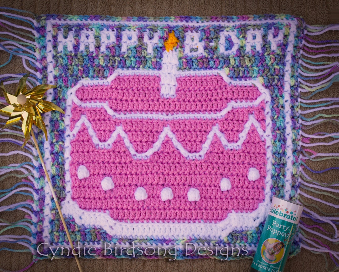 PDF PATTERN - "birthday Cake" Overlay Mosaic Crochet Square ...