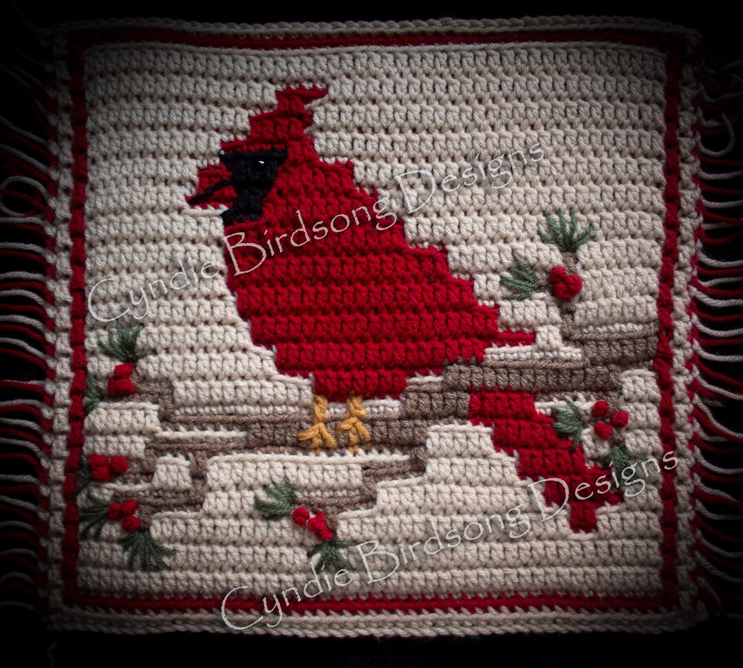 PDF PATTERN - "beautiful Birds - Cardinal" Mosaic Crochet Square - Etsy