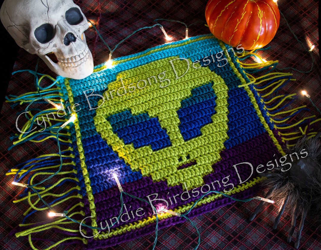 PDF PATTERN - "halloween - Eerie Alien" Mosaic Crochet Square - Etsy