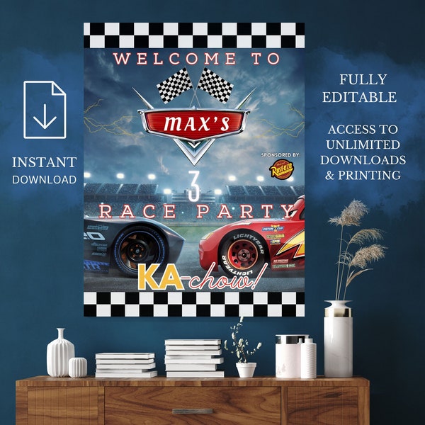 Lightning Mcqueen Birthday Welcome Sign - Etsy