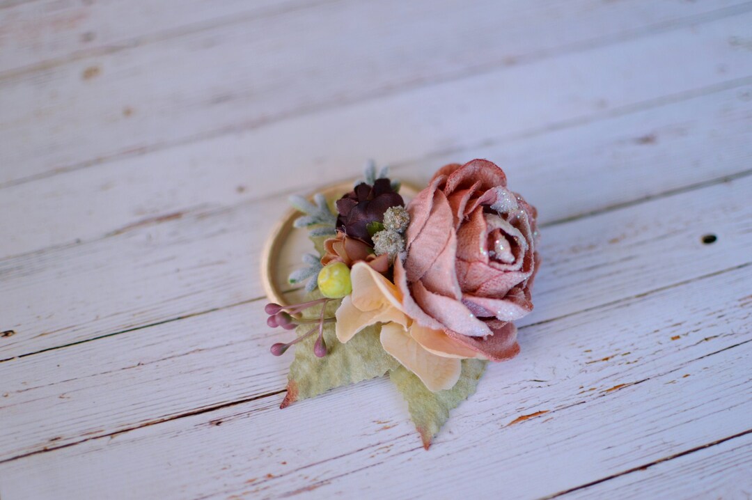Floral Hair Tie, Flower Hair Tie, Peach Hair Tie, Fairy Flower Clip ...