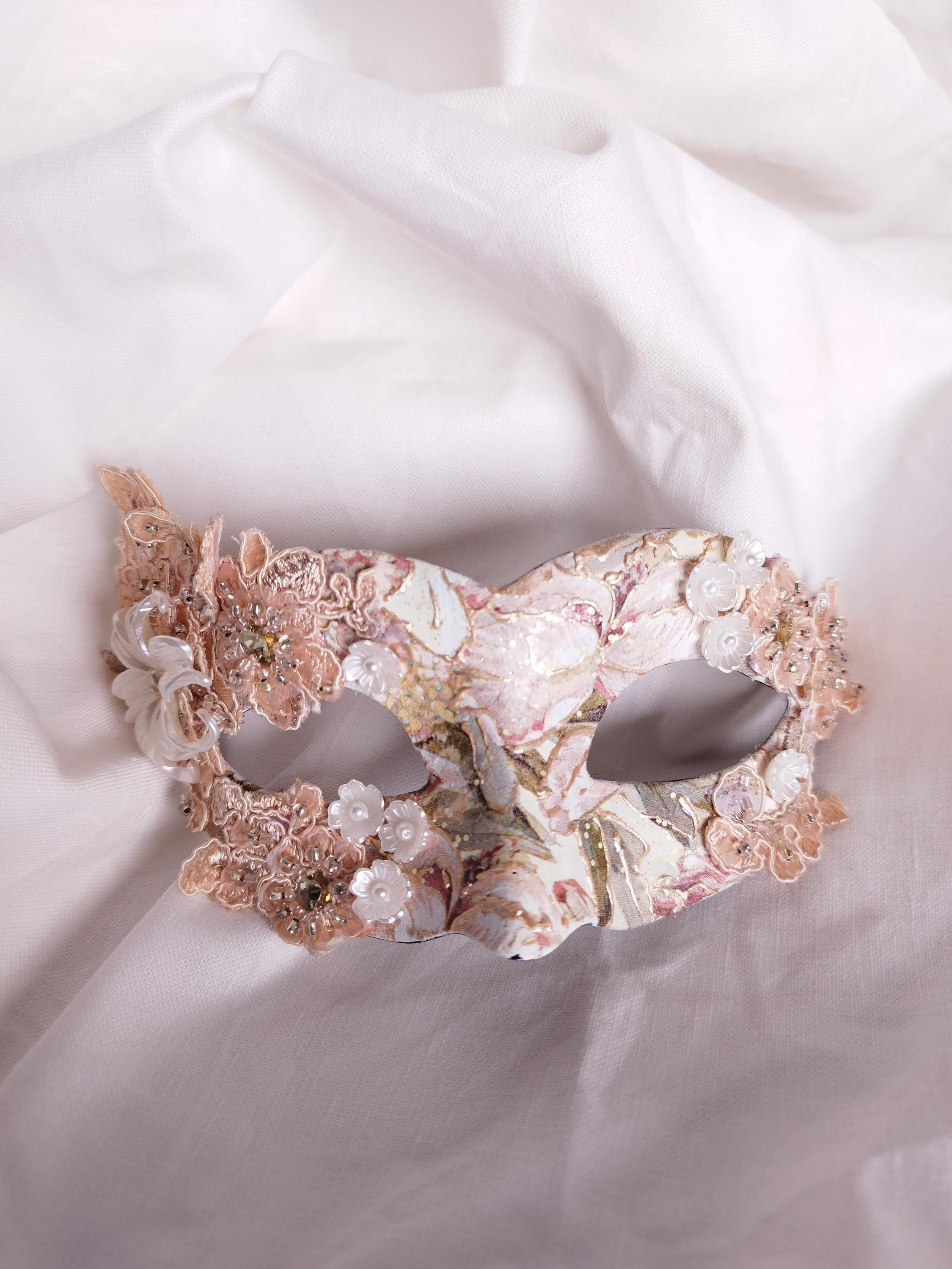 Blush Lace Mask Burlesque Mask With Pearls Venetian Ball Vintage Mask ...
