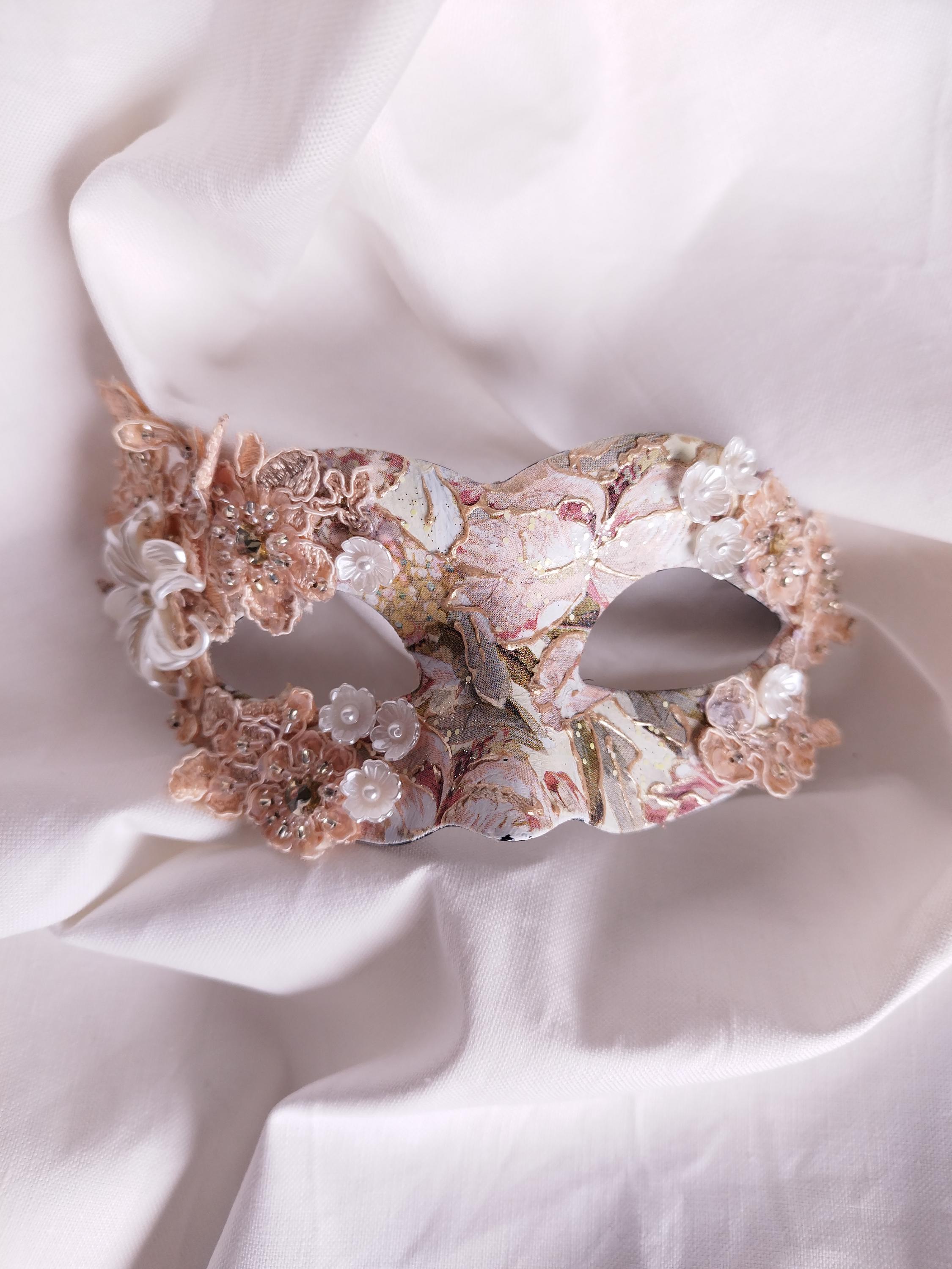 Blush Lace Mask Burlesque Mask With Pearls Venetian Ball Vintage Mask ...