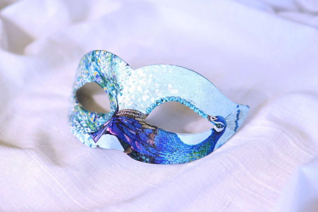 Peacock Ball Mask, Bird Mask, Blue Crystal Mask, Filigree Mask ...