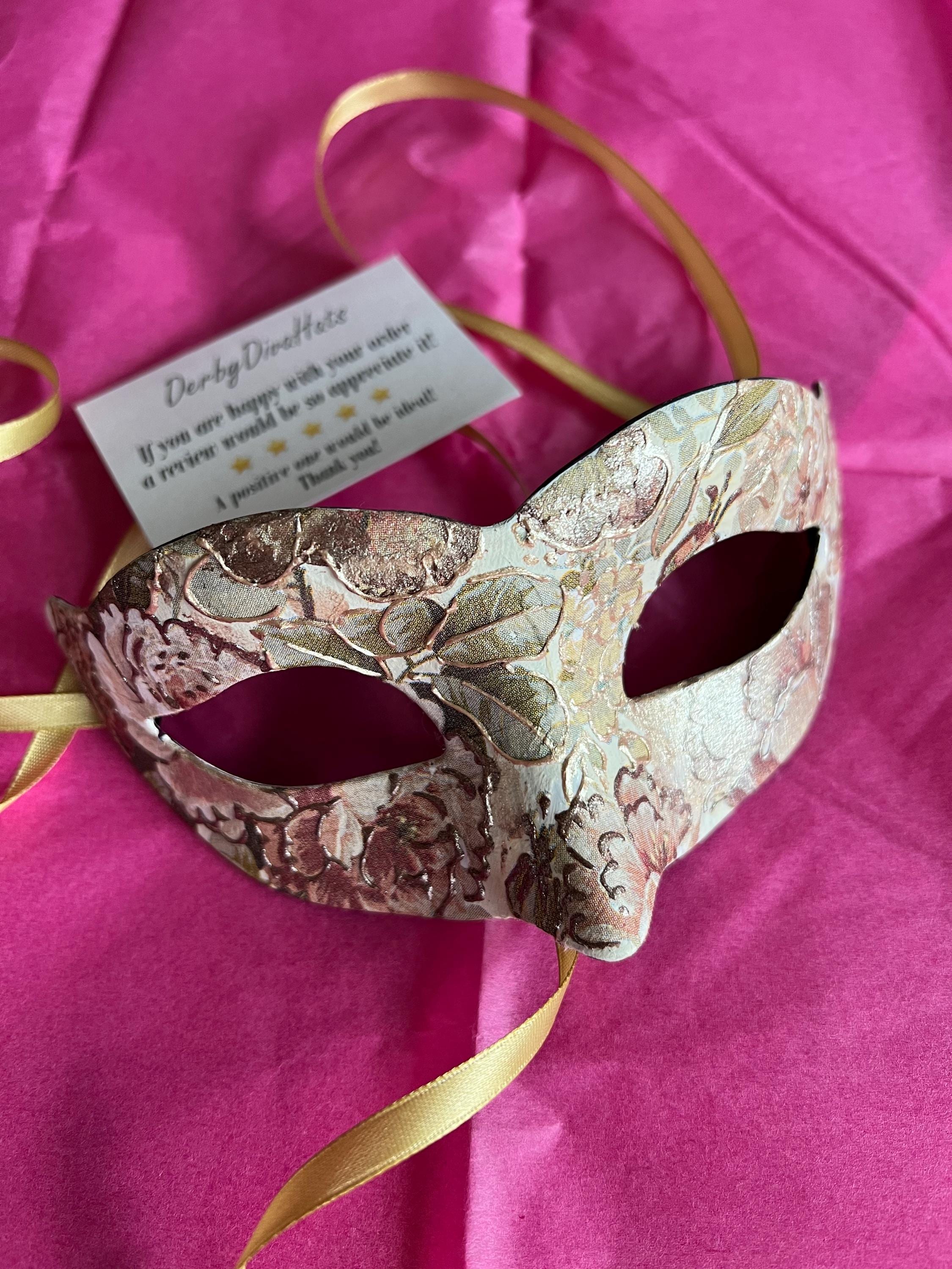 Venetian Style Ball Mask Burgundy Gold Floral Eye Mask Venice Ball ...