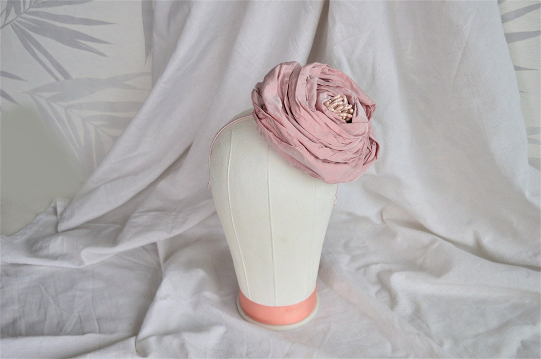 Dusty Pink Formal Hat Elegant Mom of Bride Fascinator Rose Gold Dainty ...