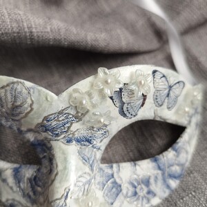 Royal Blue Venetian Ball Mask Vintage Rose Carnival Mask Blue White ...