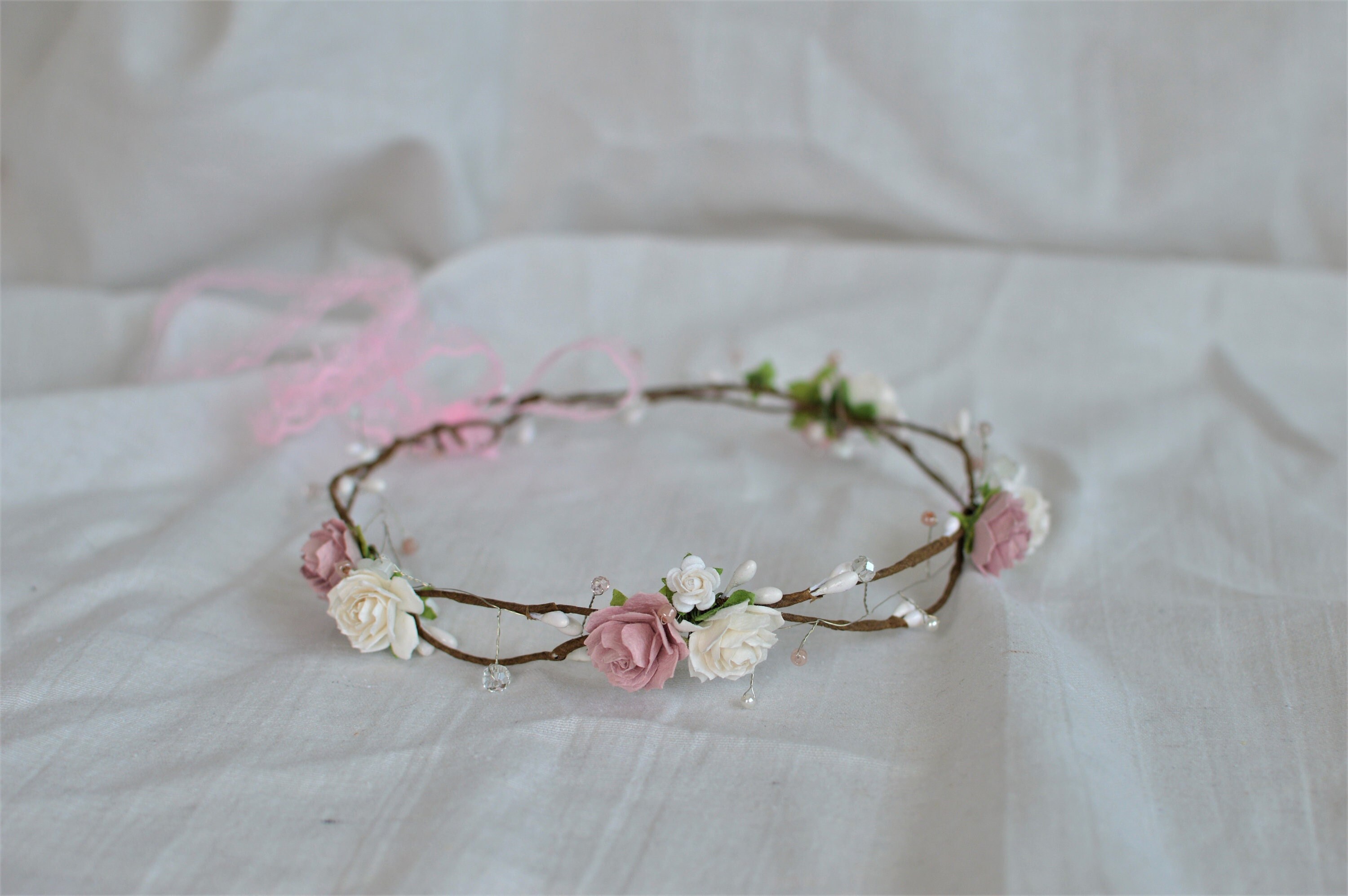 Romantic Hair Crown, Dusty Pink Hair Crown, Bridal Hair Crown, Mauve ...