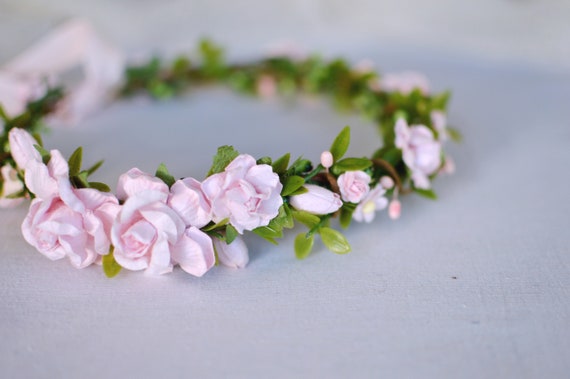 Pink Wedding Crown Pink Flower Crown Floral Bridal Hair | Etsy