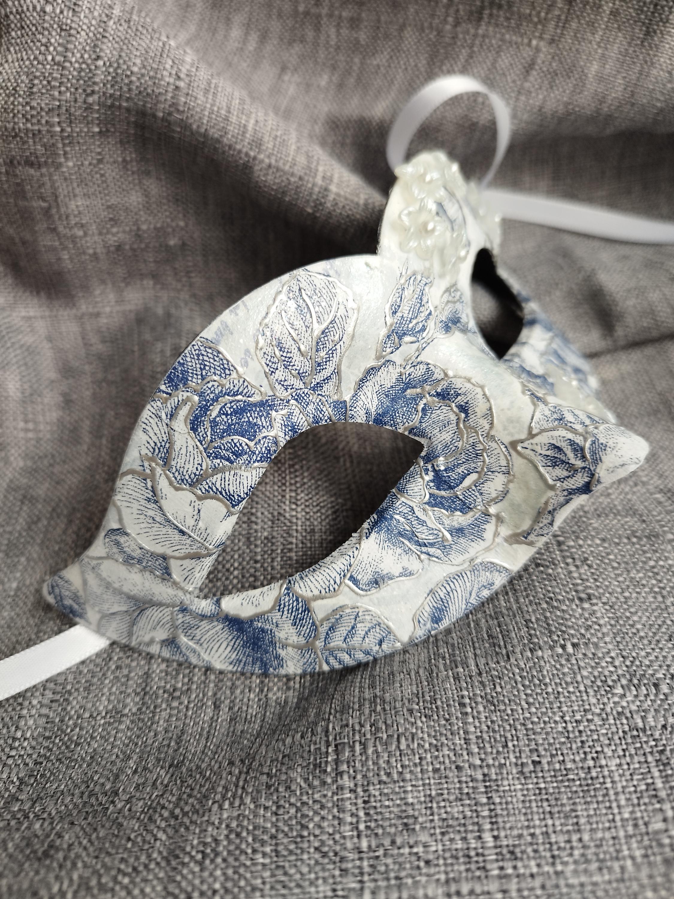 Royal Blue Venetian Ball Mask Vintage Rose Carnival Mask Blue White ...