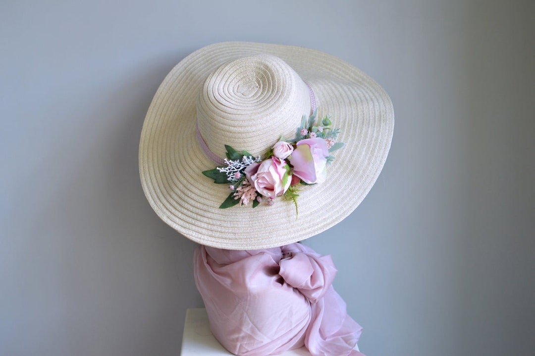 Kentucky Derby Hut, Pastell Strohhut, Großer Blumenhut, Sommerhut mit ...