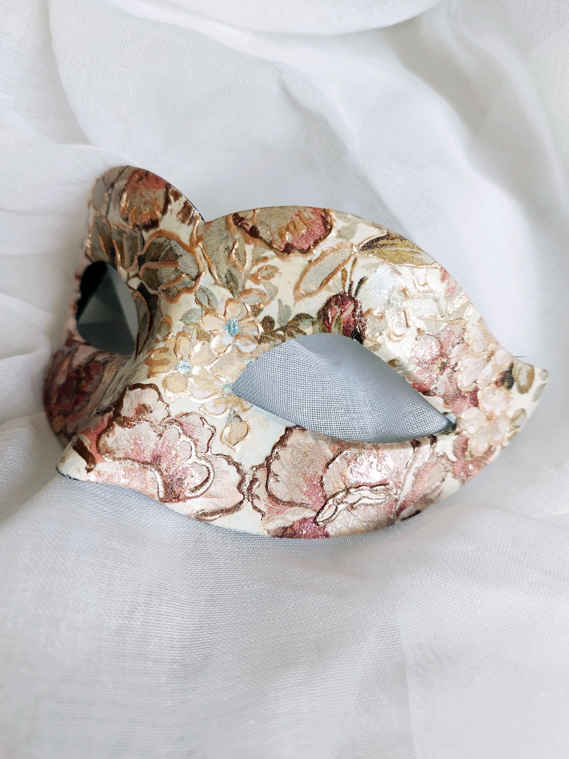Venetian Style Ball Mask Burgundy Gold Floral Eye Mask Venice Ball ...
