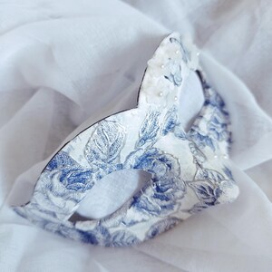 Royal Blue Venetian Ball Mask Vintage Rose Carnival Mask Blue White ...